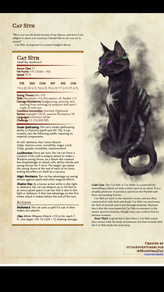 The Cat Sith #Caturday #DnD #RPG #TTRPG #5e – Play What You Want